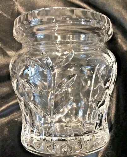 HEAVY CUT CRYSTAL JAM JELLY JAR NO LID LEAF TREE DESIGN CONDIMENTS ...