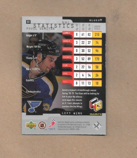 1999-00 Upper Deck HoloGrFX Pavol Demitra Card #51 St. Louis Blues NM ...