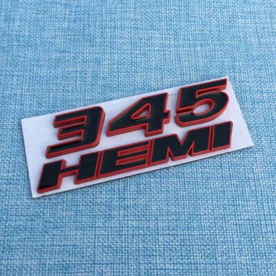 2x Outline 345 HEMI Fit For Dodge Ram 3D Badge Emblem Nameplate Black ...