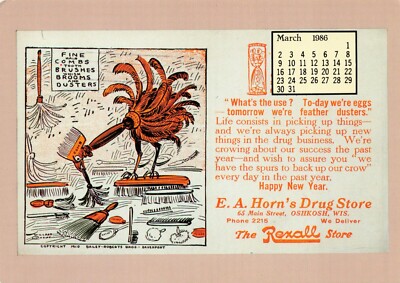 March 1986 Calendar Repro Image Vintage Continental Postcard Unposted ...