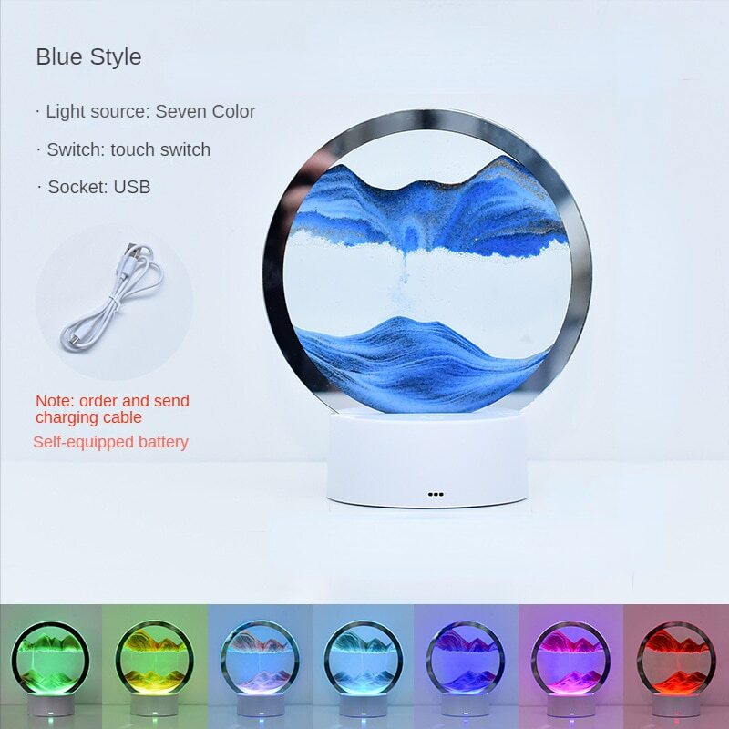 3D Moving Sands Scape Picture Night Light Flowing Sand Table Lamp ...