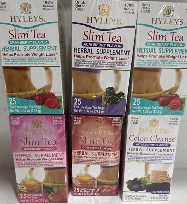 Hyleys SLIM TEA or COLON CLEANSE tea choose your favorite option (25 ...