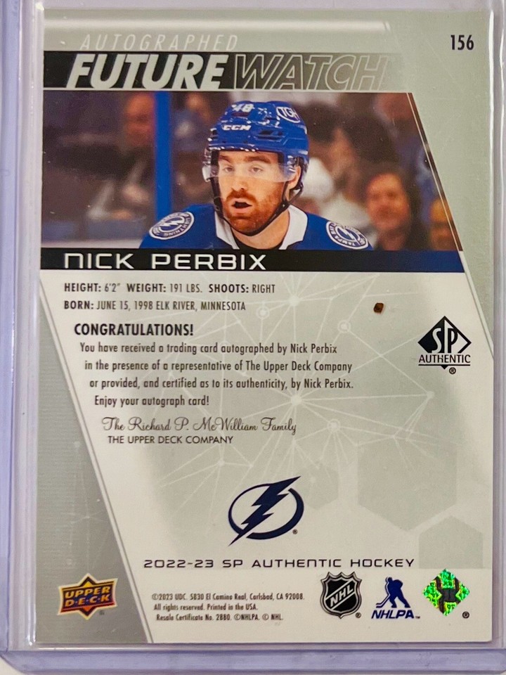 2022-23 SP Authentic Nick Perbix Future Watch Auto /999 | eBay