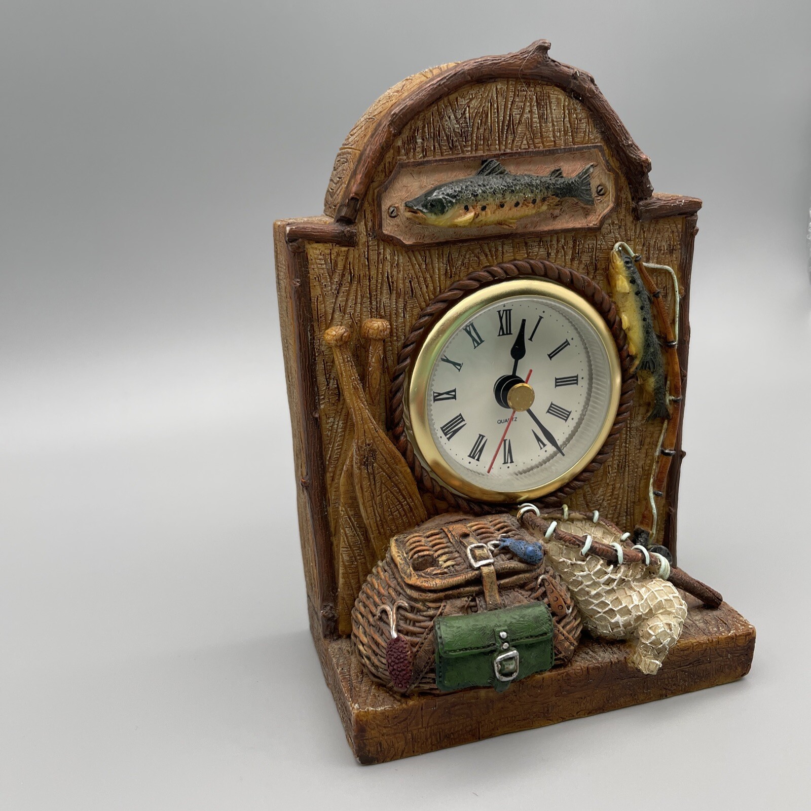 Fishing Trout Clock Fisherman Desk Mantel Shelf Battery Mancave Cabin ...