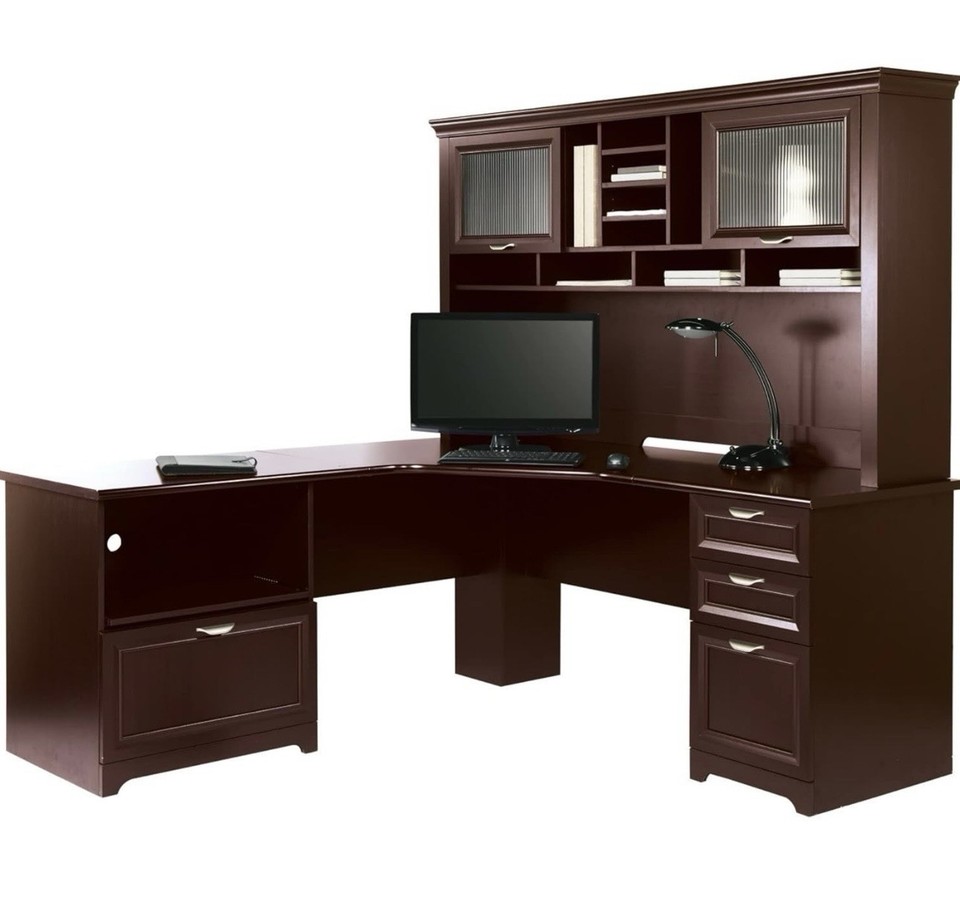 ® Magellan Performance 71"W L-Shaped Corner Desk, Cherry | eBay