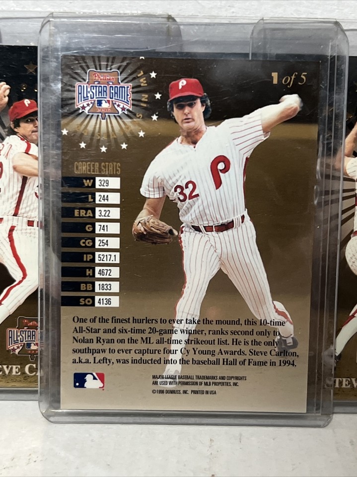 Steve Carlton 1996 DONRUSS BASEBALL PHILLIES ALL-STAR GAME FANFEST CARD ...