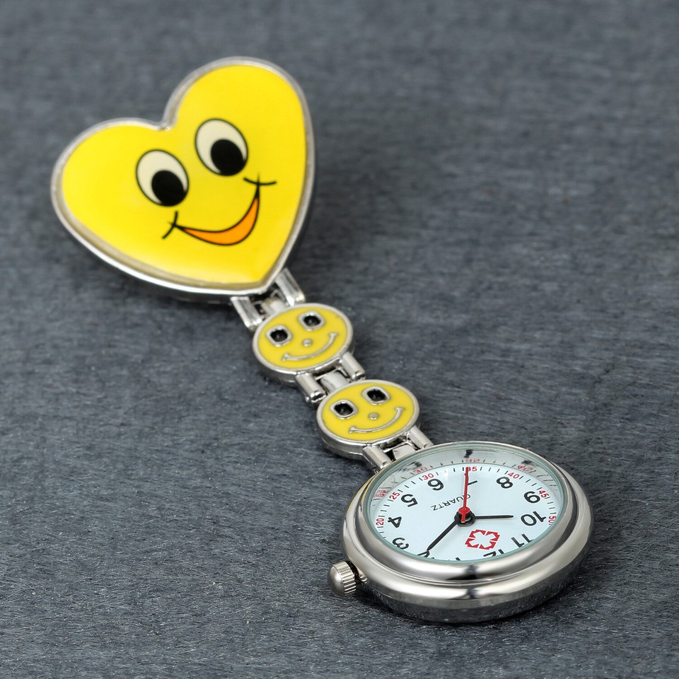 Smile Face Nurse Watch Love Heart Clip On Fob Brooch Hanging Pocket ...