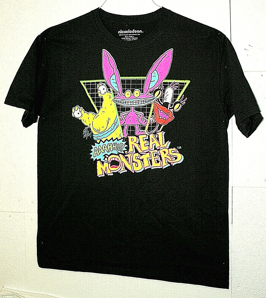Neon & Black Ahh Real Monsters T-Shirt New NOS 2019 Nickelodeon Sz Lg ...