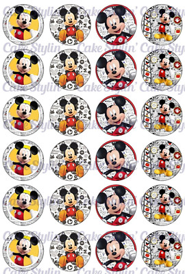 24 x MICKEY MOUSE DISNEY Cupcake Toppers Edible Wafer Paper BIRTHDAY ...
