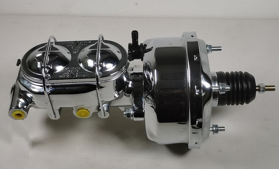 1967-72 Chevy Truck 8" Chrome Power Brake Booster Bail Top Master Disc ...