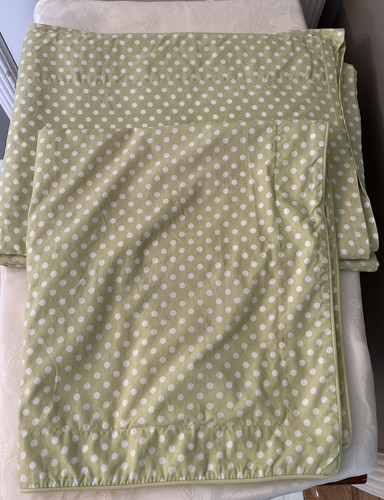 Pottery Barn Kids Green With White Polka Dot Twin Flat Sheet & Std Sham | eBay