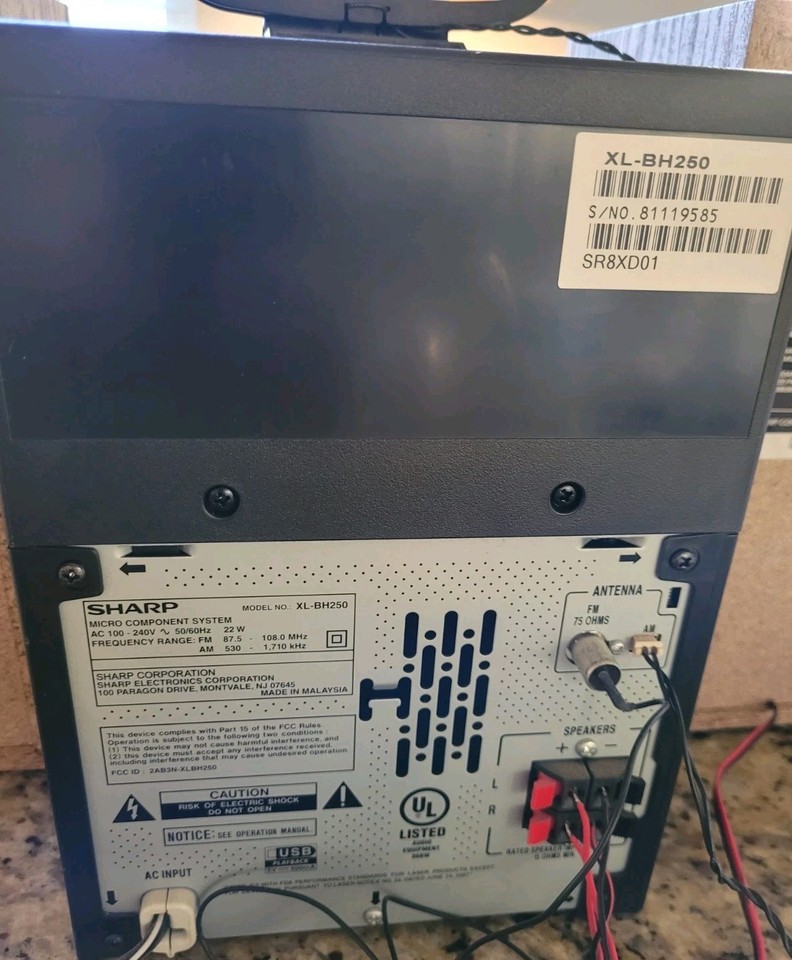 Sharp XL-BH250 5-Disc CD USB System Bluetooth MP3 w/ Speakers & Remote ...