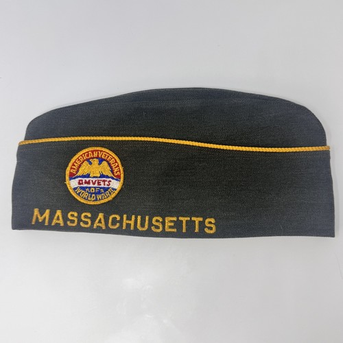 Vintage AMVETS Hat Cap Fitted Mens 6 7/8 Gray Massachusetts Commander ...