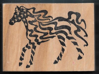 HORSE SCRIBBLE STARS STRIPES USA AMERICA Patriotic RANCH Vet RUBBER ...