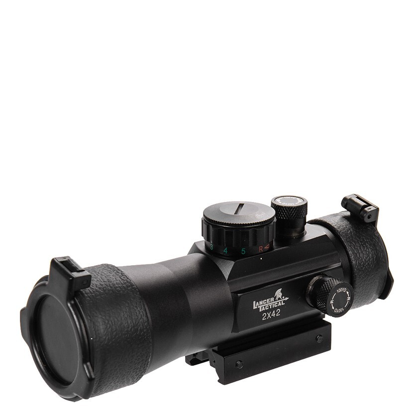 Lancer Tactical 2X Magnified Adjustable Red Green Dot Reflex Sight ...
