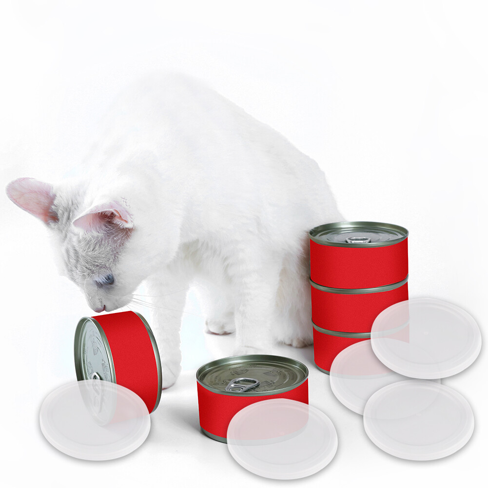 5pcs Reusable Food Storage Tin Cover Cans Lids Round Dog Cat Canned ...