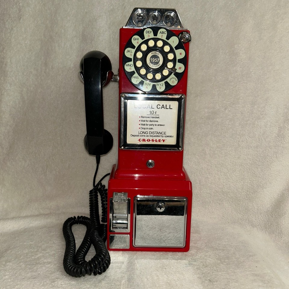 Crosley Red 1957 Retro Pay Phone Replica With Coin Bank | eBay