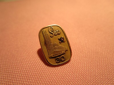 1/5 10K GF gold 30 YEAR PIN SEARS LEAVENS service pin saphire vtg | eBay
