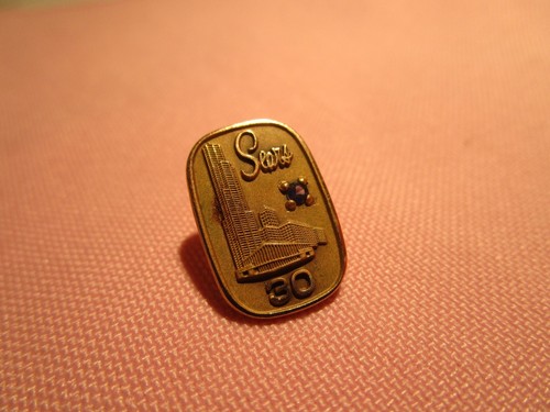 1/5 10K GF gold 30 YEAR PIN SEARS LEAVENS service pin saphire vtg | eBay
