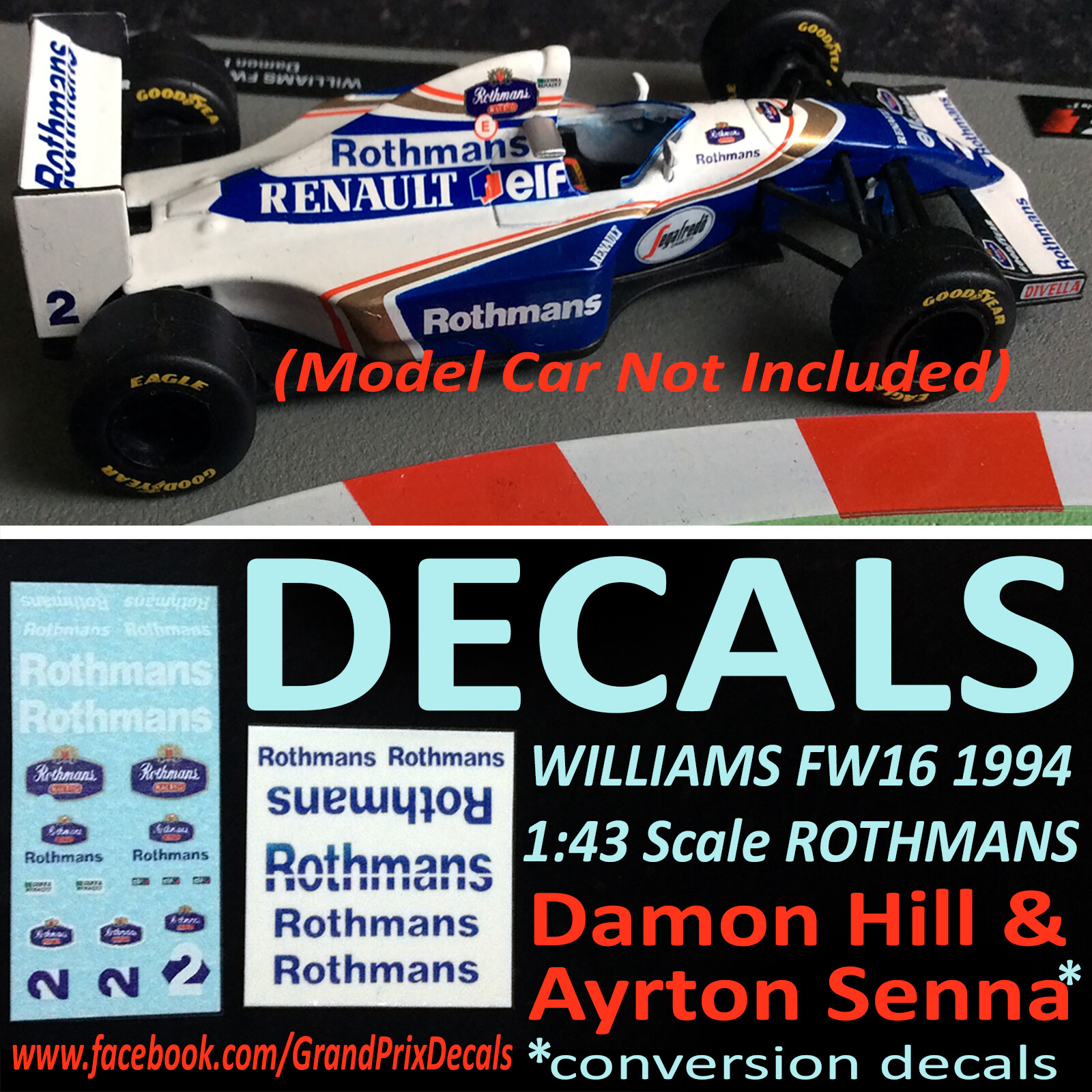 F1 Collection Williams FW16 Rothmans Hill and Senna 1994 water slide ...