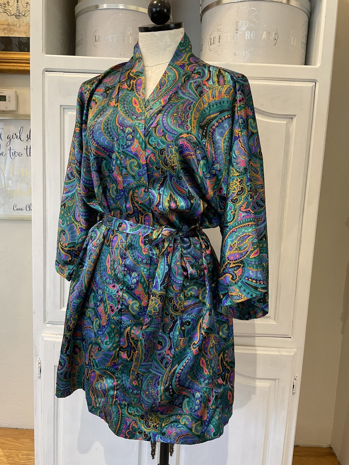 Frederick’s of Hollywood Robe Kimono Emerald Green Pa… - Gem