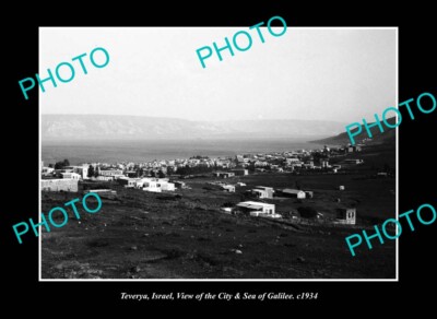 OLD LARGE HISTORIC PHOTO TEVERYA ISRAEL, AERIAL VIEW OF TOWN c1934 ...