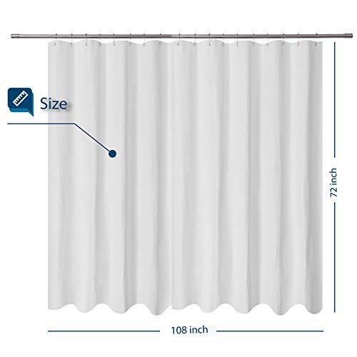Extra Wide Fabric Shower Curtain 108 x 72 inch Waffle Weave Hotel ...