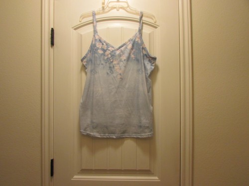 Pretty Powder Blue with Flower Print Accent Tank Top/XXL | eBay