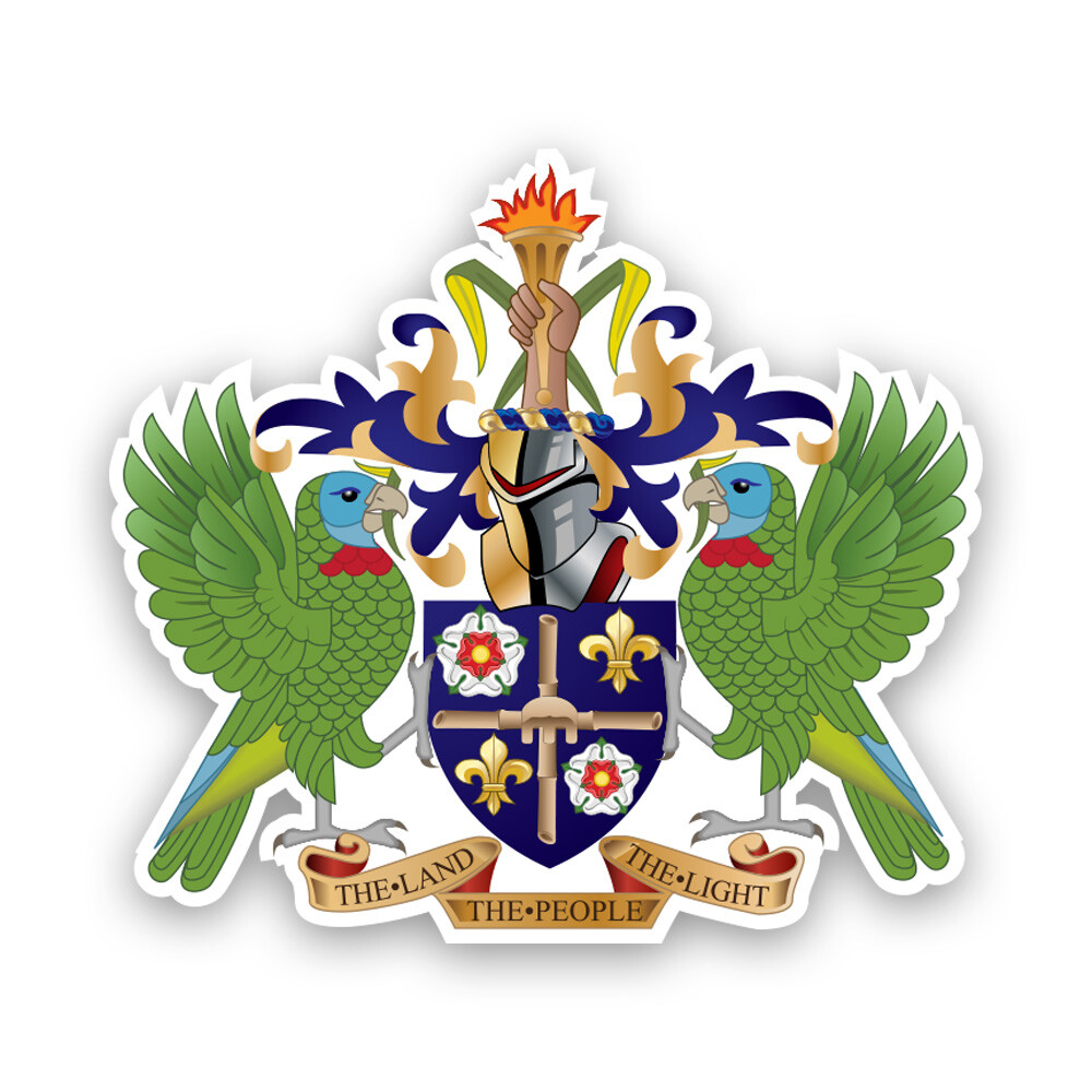 Saint Lucian Coat of Arms Sticker Decal - Weatherproof - saint lucia ...