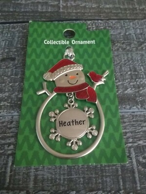 Christmas Snowman Personalized "Heather" Collectable Silver Ornament ...