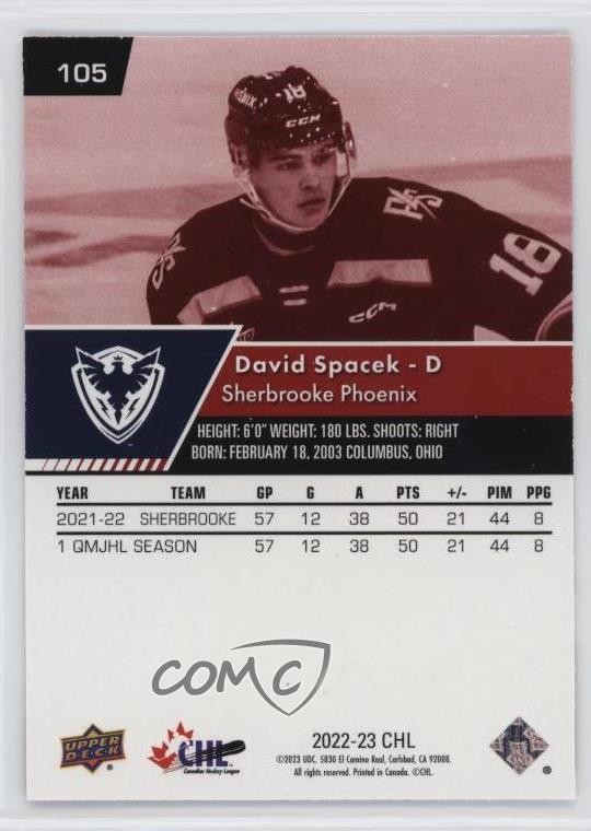 2022-23 Upper Deck CHL Exclusives /100 David Spacek #105 | eBay