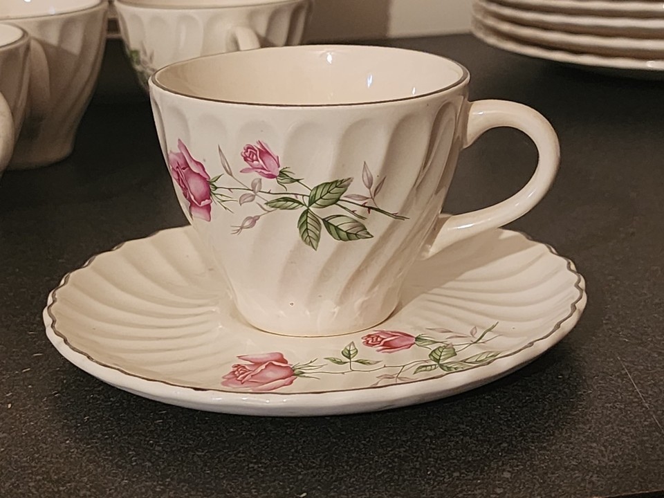 Vintage Scio Dorset Pink Rose 42 Piece China Set | eBay