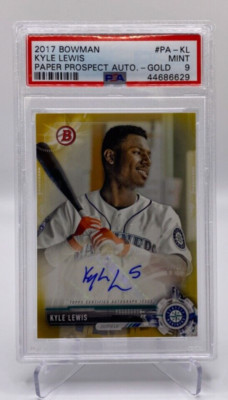 2017 BOWMAN KYLE LEWIS AUTO 30/50 GOLD PAPER PSA 9 SEATTLE MARINERS | eBay