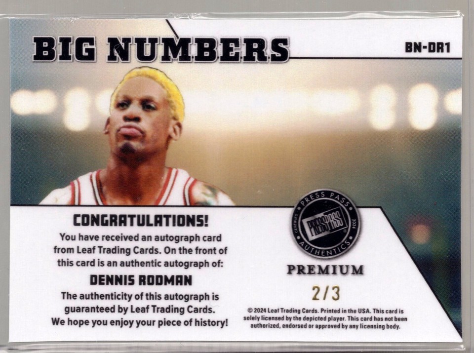 2024 Leaf Press Pass Premium Dennis Rodman Auto 2/3 CHICAGO BULLS | eBay