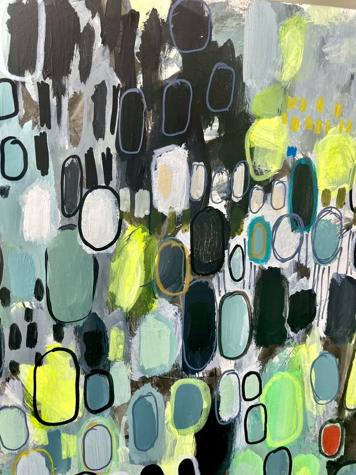 Emilia Bachelier Contemporary Abstract 11x14” NEON Yellow Original ...