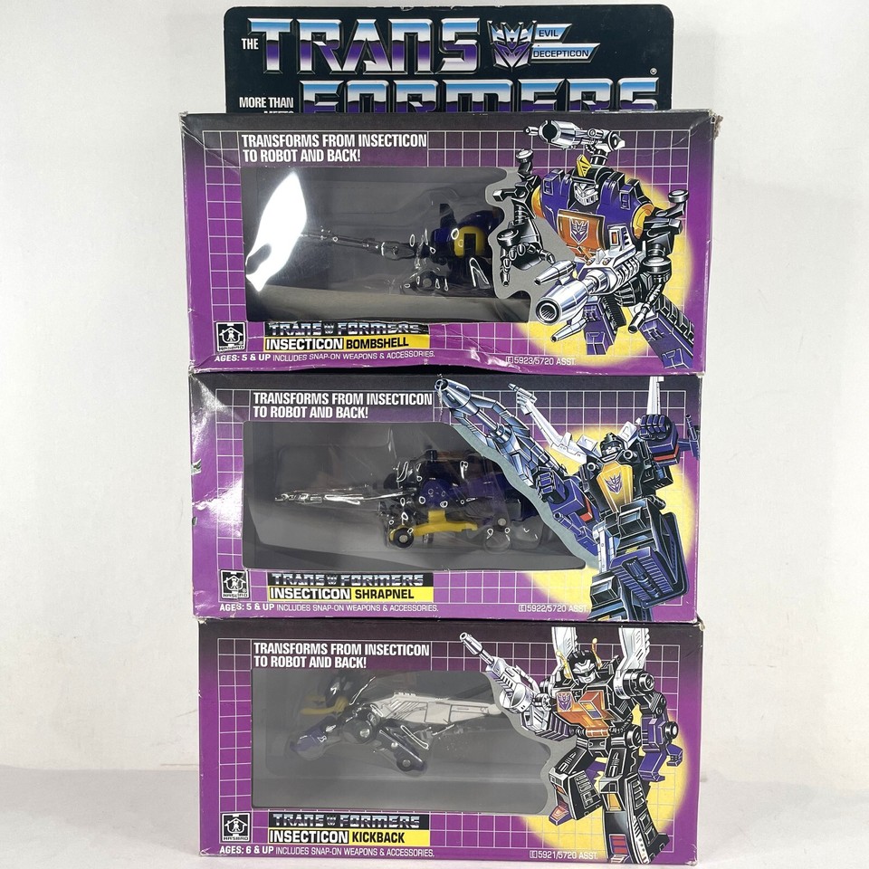 3 Pcs Transformers G1 Insecticon Team Bombshell Shrapnel Kickback ...