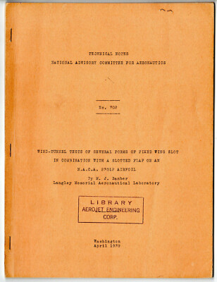 Technical Notes NACA No. 702 Fixed Wing Slots with Slotted Flap on ...