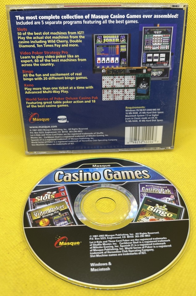 📦 Masque Casino Games (Windows/Mac PC CD-ROM, 2004, Slots, Bingo JC w ...