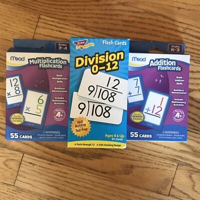 Mead Multiplication Flashcards 55 Cards & Addition Missing 3 Cards ...