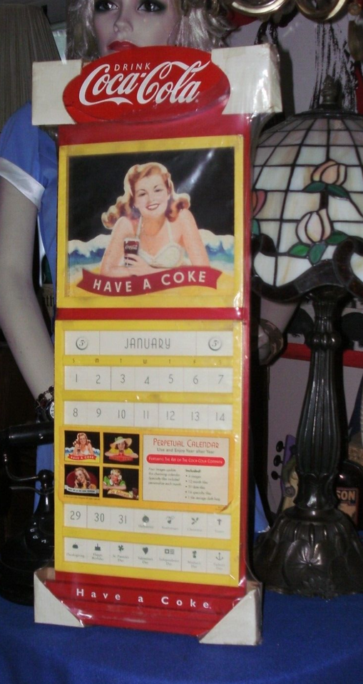 NOS Wooden Coca-Cola Perpetual Calendar With Four Coke Girl Images | eBay