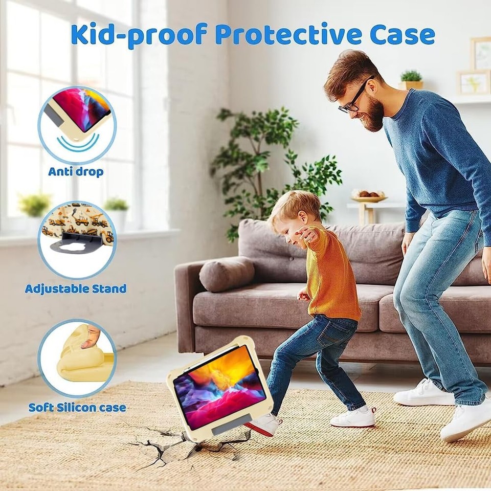 iPad 10 11 12 A19 A16 2026 2025 Excavator Tablet Case for Kids Boy Girl ...