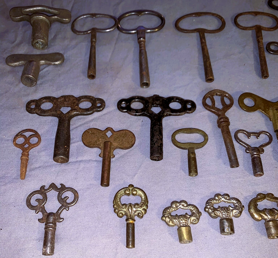 Great Lot 27 Antique Clock Keys Many Designs | eBay