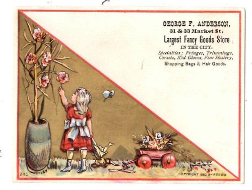 Victorian Advertising Trade Card George F Anderson Largest Fancy Goods ...