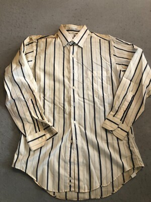 Etienne Aigner Shirt Men's 32/33 15.5" Retro Stripe White/Blue Button ...