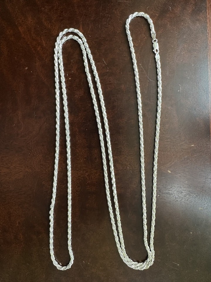 Vintage Sterling Silver Rhodium Plated Milor Italy Rope Chain Triple ...