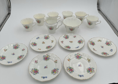 Adderley English Tea Set for 6, includes 6 cups, 6 plates, sugar bowl ...