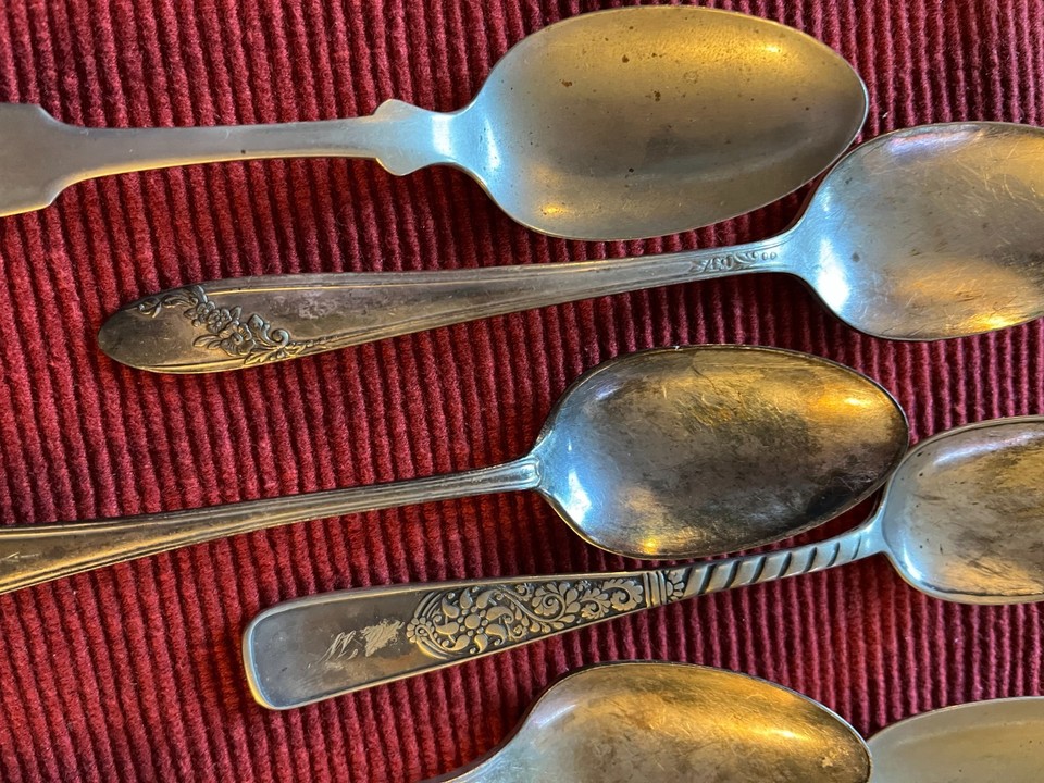 Lot of 25 Various Pieces of Antique Silverplate & Nickel Silver Spoons ...