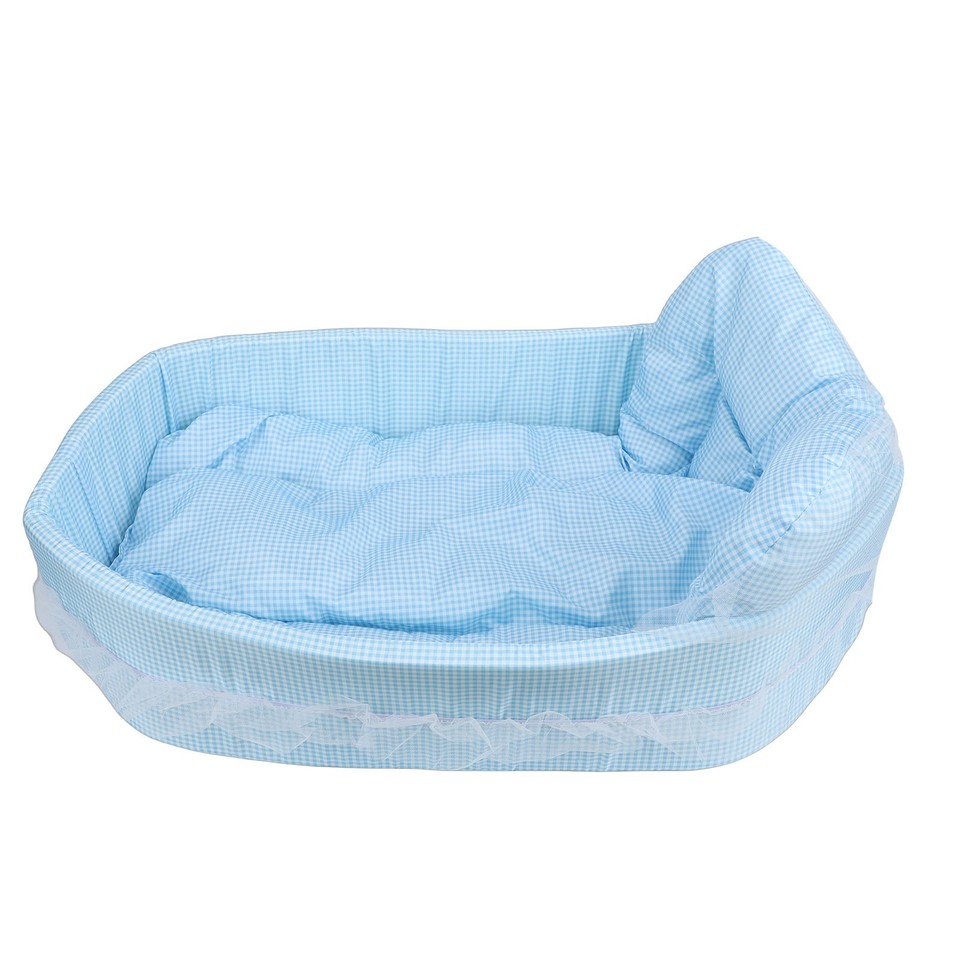 Blue Cute Dog Bed Foldable Washable Pet Bed Soft Calming Sleeping Puppy ...