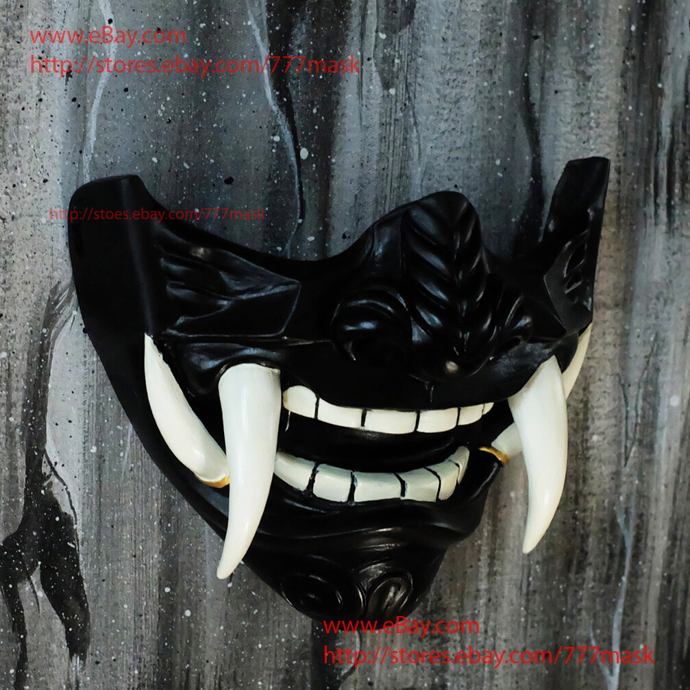 SAMURAI ONI AIRSOFT MASK MOTORCYCLE PAINTBALL HALF MEMPO COSTUME ...
