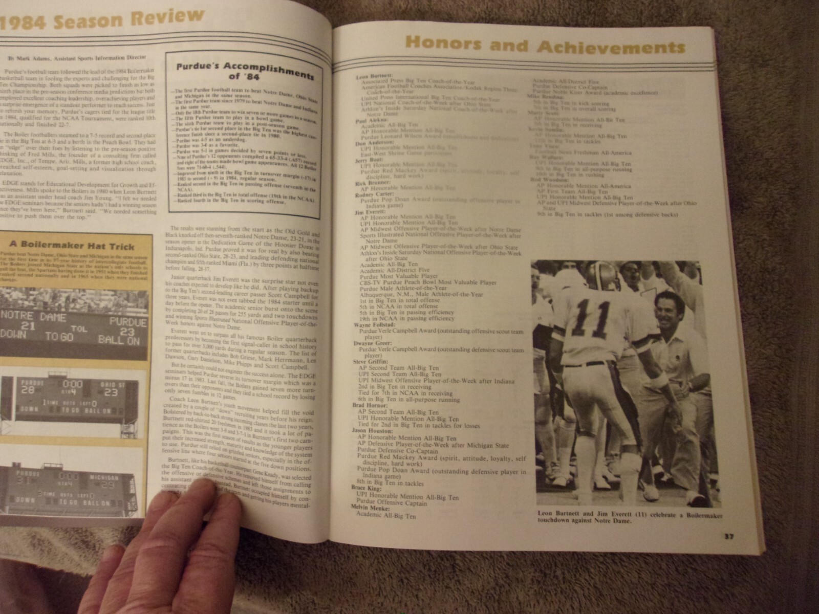 1985 PURDUE FOOTBALL MEDIA GUIDE Yearbook ROD WOODSON Program JIM ...